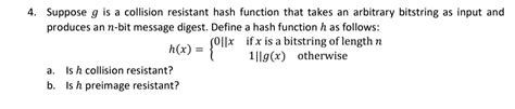 Solved Suppose G Is A Collision Resistant Hash Function Chegg