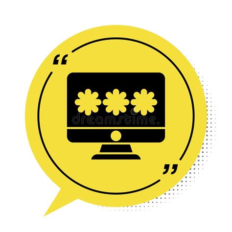 Black Monitor With Password Notification Icon Isolated On White Background Security Personal