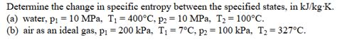 Solved Determine The Change In Specific Entropy Between The Chegg