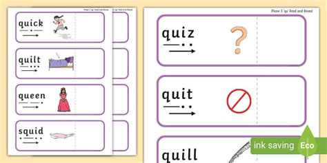 Phase 3 'qu' Read and Reveal Activity - Twinkl