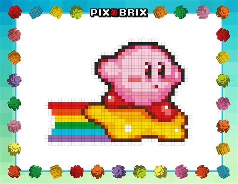 Kirby Star Rainbow Pix Brix Pixel Art Template Small Kirby Pixel Art
