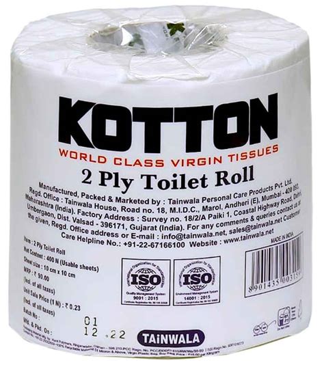 Kotton Toilet Roll 2 Ply 100 Virgin Pulppaper Single Pack 400