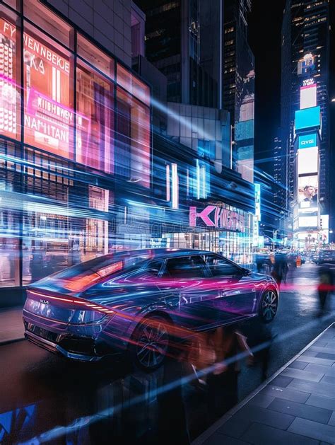 Ai Generative Photo Of Self Driving Car Navigating Through A Cityscape Stock Illustration