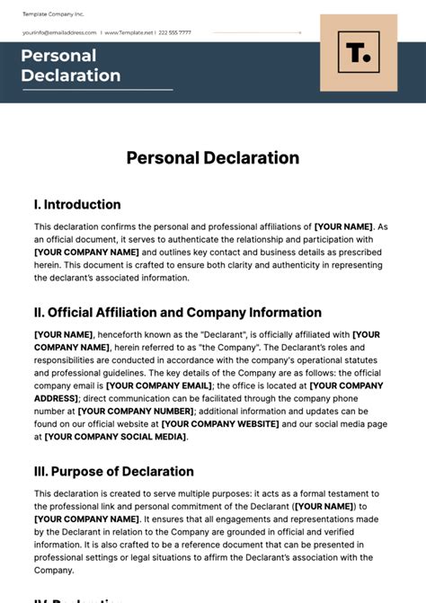 Free Declaration Templates To Edit Online