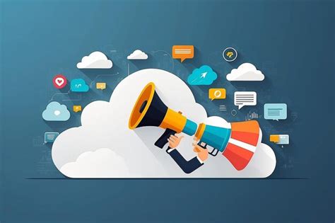 Megaphone With Cloud Digital Marketing Concept Premium Ai Generated Image