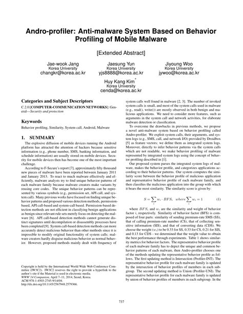 Pdf Andro Proﬁler Anti Malware System Based On Behaviorproﬁling Of Mobile Malware