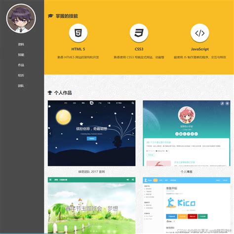 Html5css期末大作业：个人网站设计——响应式个人简历介绍网页5页 Htmlcssjavascript51cto博客网页设计