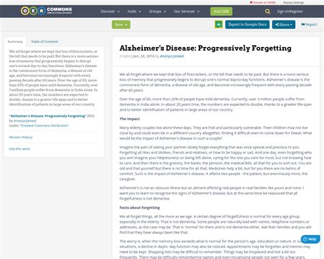 Alzheimer S Disease Progressively Forgetting Oer Commons
