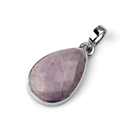 Faceted Tiffany Stone Pendant Necklace In Silver