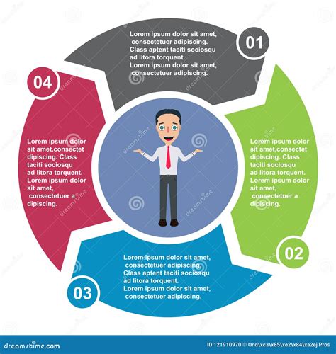 4 Step Vector Element In Four Colors With Labels Infographic Diagram Business Concept Of 3