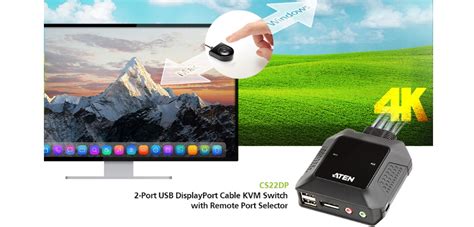 Buy ATEN 2 Port USB DisplayPort Cable KVM Switch CS22DP PC Case Gear Australia