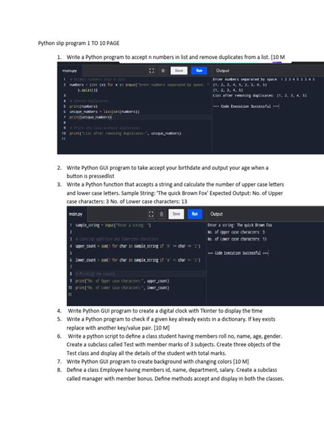 Python Slip Program 1 To 10 Page Pdf Area Python Programming Language