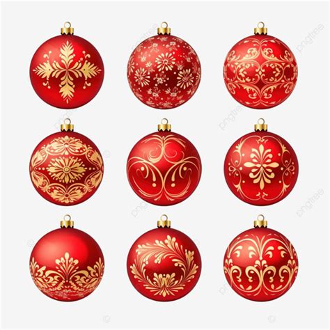 다양한 패턴을 가진 현실적인 빨간색 크리스마스 공 세트 크리스마스 구 크리스마스 활 절하다 Png 일러스트 및 이미지 에 대한 무료 다운로드 Pngtree
