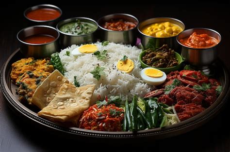 Premium Photo Traditional Fish Thali With Curry