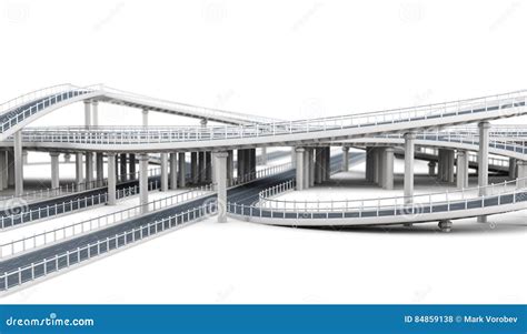 Overpass Highways Isolated On White Background 3d Rendering Royalty Free Stock Image