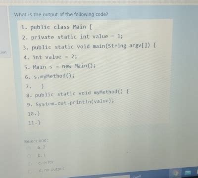 Solved What Is The Output Of The Following Code Public Class Chegg