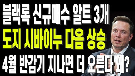 비트코인 리플 도지코인 이더리움 블랙록 신규매수 알트 3개 도지 시바이누 다음 상승 4월 반감기 지나면 더 오른다 왜