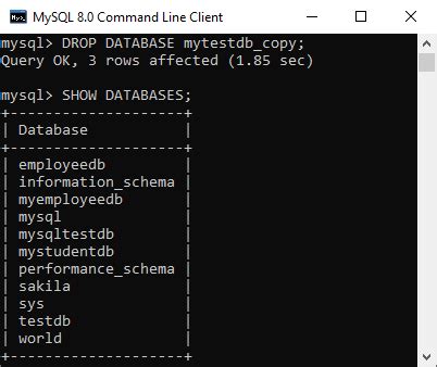 MySQL 删除数据库 极客笔记