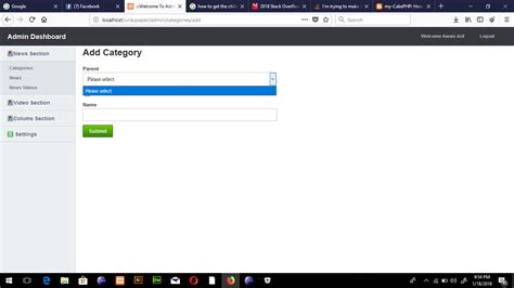Cakephp Im Trying To Make Sub Category In Admin Panel Cake Php