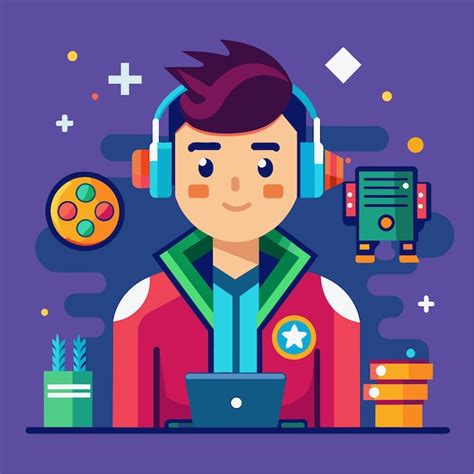Flat Style Vector Game Developer Character Illustration Premium Ai Generated Vector