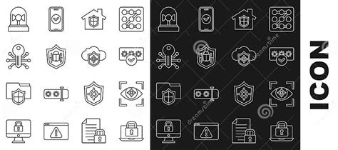 Set Line Laptop And Lock Eye Scan Password Protection House Under