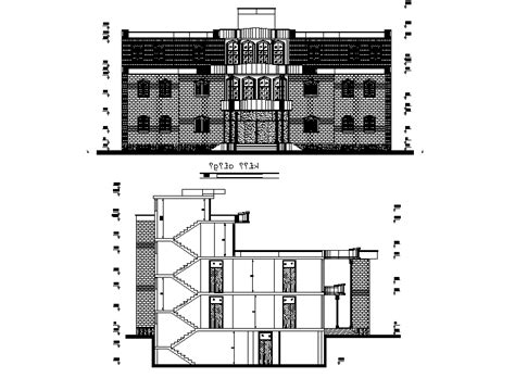G2 College Building Section View Autocad Drawing