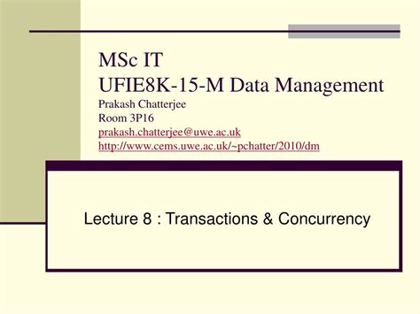 Ppt Lecture 8 Transactions And Concurrency Powerpoint Presentation