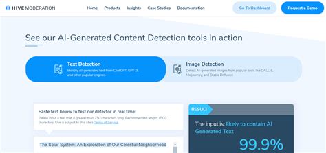 Hive Moderations AI Generated Content Detection AI Marketplace
