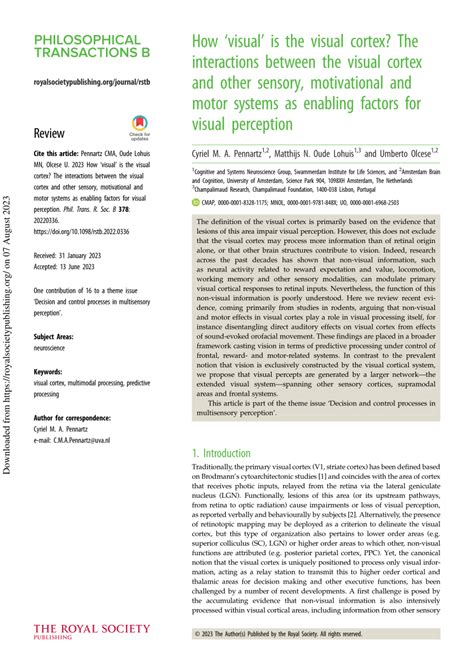 pdf how ‘visual is the visual cortex the interactions between the visual cortex and other