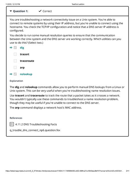 Test Out Lab Sim For Studocu Question 1 Correct You Are Troubleshooting A Network Studocu