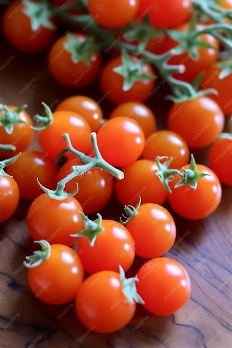 Premium Ai Image A Cluster Of Plump Juicy Cherry Tomatoe