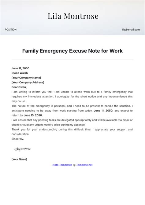 Free Excuse Note Templates Editable And Printable