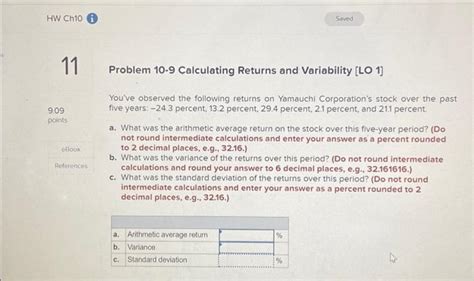 Solved Hw Ch10 I 11 909 Points Ebook References Problem