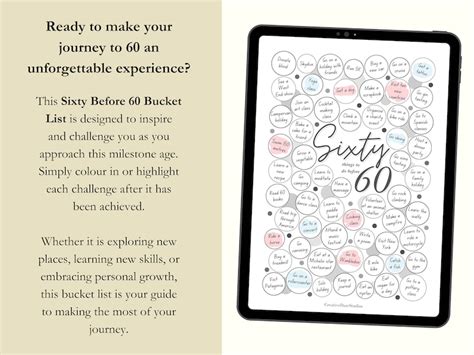 Sixty Before 60 Bucket List, Printable PDF, 60 Before 60 List, 50s Bucket List, 50th Birthday ...