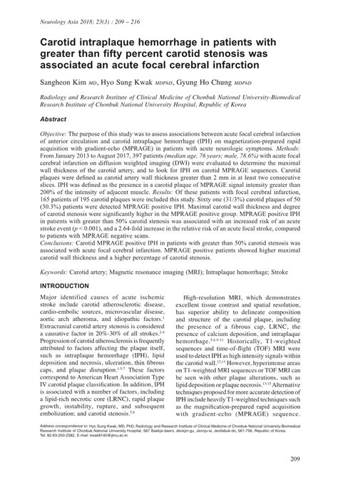 Carotid Intraplaque Hemorrhage In Patients With Greater Than Fifty Percent Carotid Stenosis Was