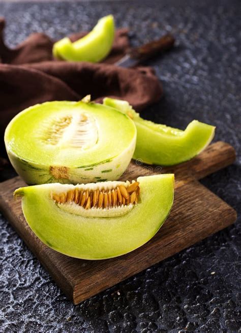 Slice Of Japanese Melons Orange Melon Or Cantaloupe Melon Stock Image