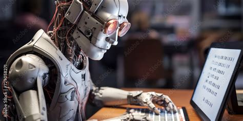 advanced ai robot engaged in mathematics attending a class with a