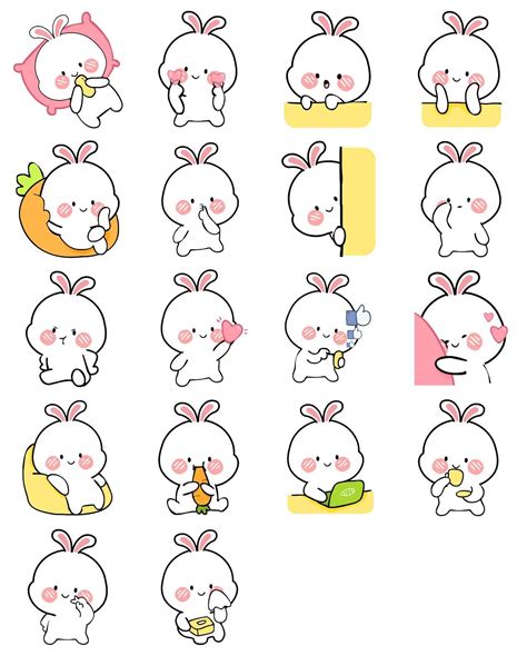 Cute Bunny Part 5 Sticker Pack Cute Easy Doodles Mini Drawings