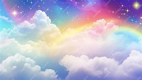 premium photo rainbow sky wallpaper with clouds and stars in the
