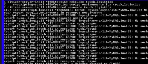 FAILED Load To Script Mysql Async Lib MySQL Lua Line And Resource Support Cfx Re Community