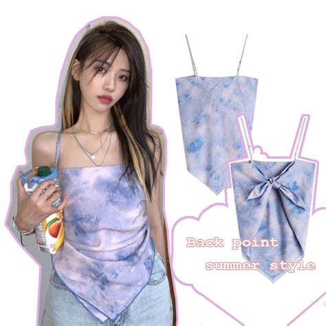 보라색 퍼플 키치 스카프 나시 튜브탑