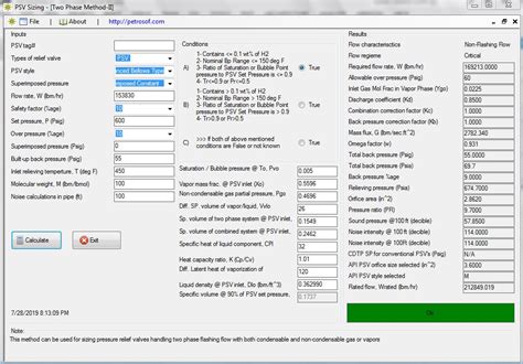 Pressure Relief Valve Two Phase Flashing Method Ii