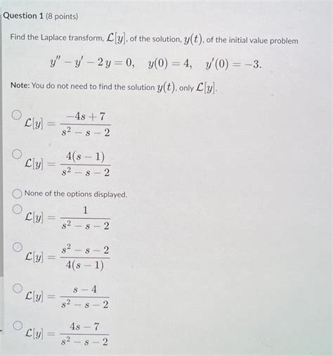 Solved Question Points Find The Laplace Transform Chegg