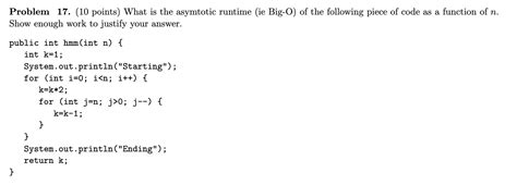 Solved Problem 17 10 Points What Is The Asymtotic Runtime