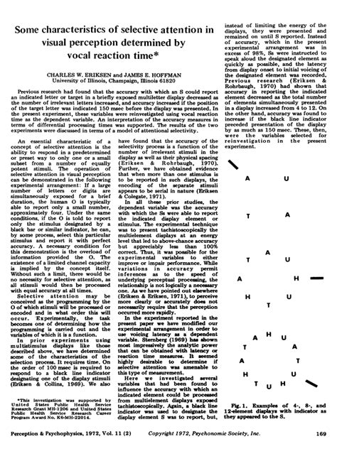 Pdf Some Characteristics Of Selective Attention In Visual Perception