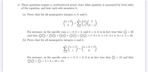 Solved 3 These Questions Require A Combinatorial Proof