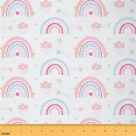 Homewish Girls Kawaii Rainbow Fabric By The Yard 1 Yardcartoon Print