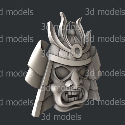 3d Stl Models For Cnc Router Or 3dprinter Samurai Mask P161
