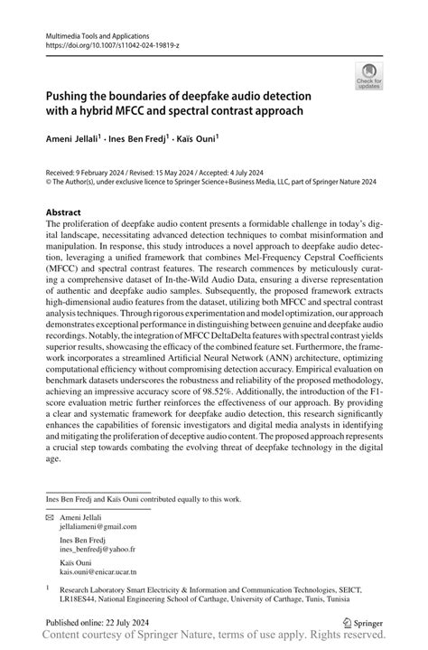 Pushing The Boundaries Of Deepfake Audio Detection With A Hybrid MFCC And Spectral Contrast Approach