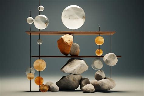 Premium Ai Image Glass And Stone Exploring Geometric Shapes For Balance Generative Ai